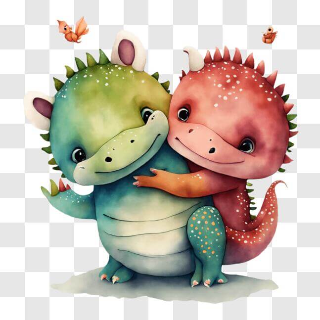 Download Friendly Dinosaurs Hugging with Butterflies PNGs Online ...