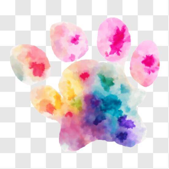 Download Colorful Dog Paw Print Watercolor Painting PNGs Online ...