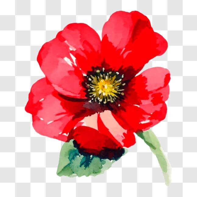 Download Red Poppy Flower Watercolor Painting PNGs Online - Creative ...
