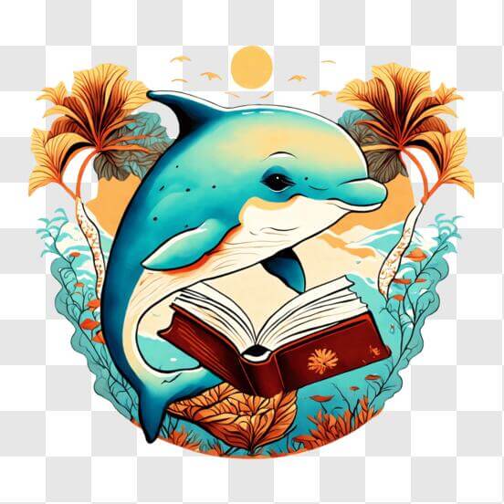 Download Dolphin in Ornamental Circle with Stars and Flowers PNGs ...