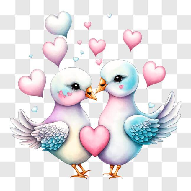 Download Pair of White and Pink Doves in Love PNGs Online - Creative ...
