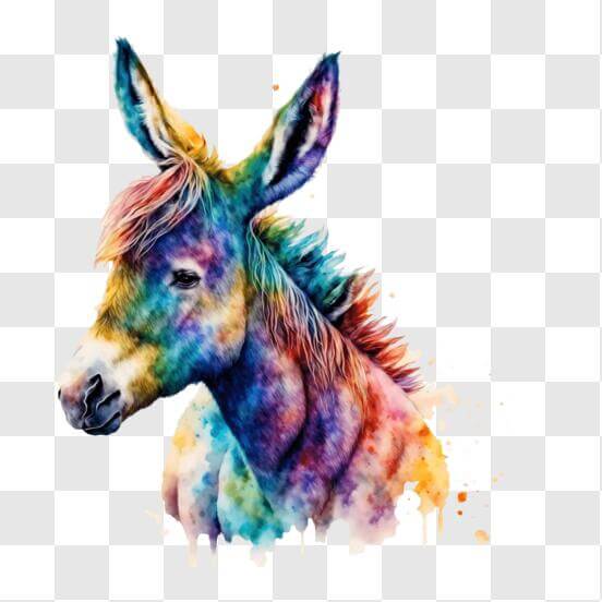 Download Colorful Donkey Artwork with Watercolor Splashes PNG Online ...