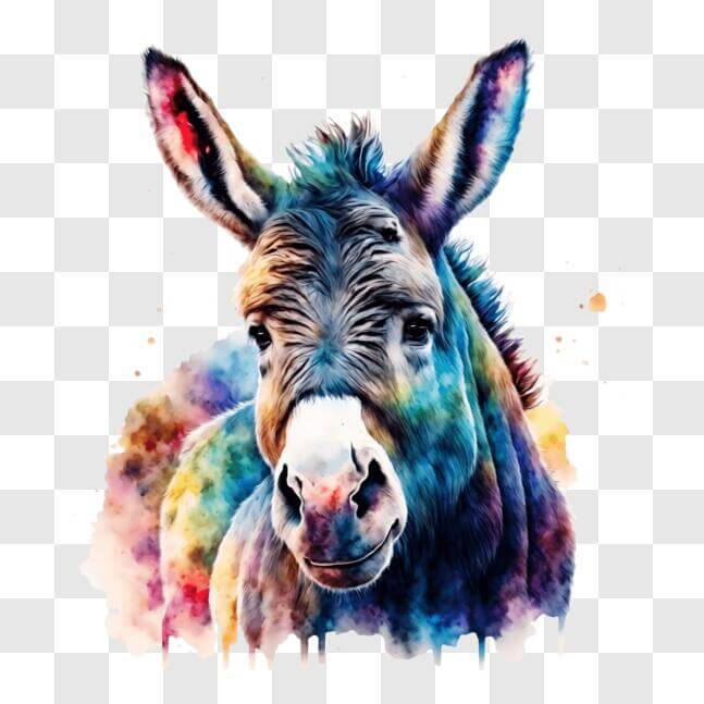 Download Colorful Donkey Artwork with Watercolor Splashes PNG Online ...