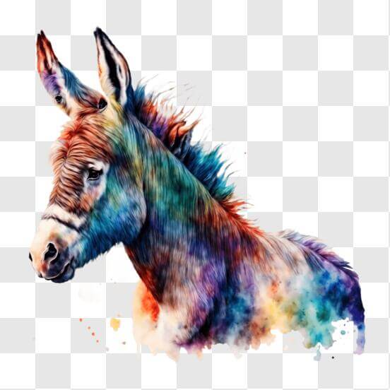 Download Colorful Donkey with Watercolor Splashes PNGs Online ...