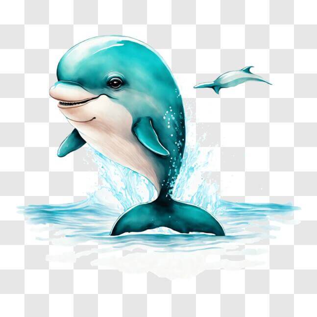 Download Blue Dolphin Jumping Out of Water with Two Dolphins Nearby ...