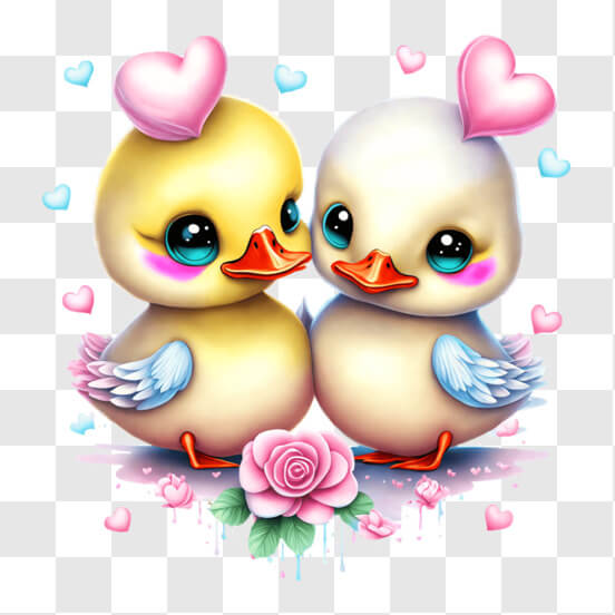 Download Romantic White Ducks Kissing on a Cloud PNG Online - Creative ...