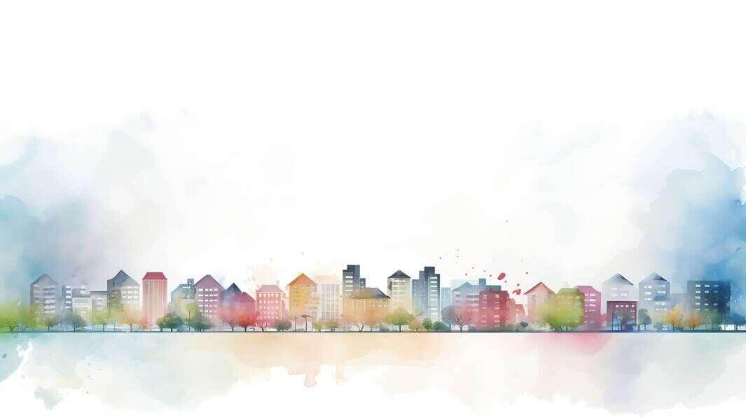 Download Colorful City Skyline Watercolor Painting Backgrounds Online ...