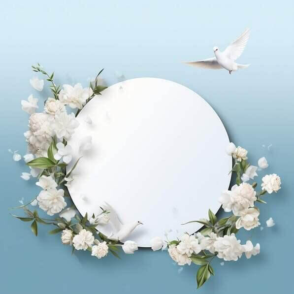Download Circular Frame with White Flowers and Doves Backgrounds Online ...