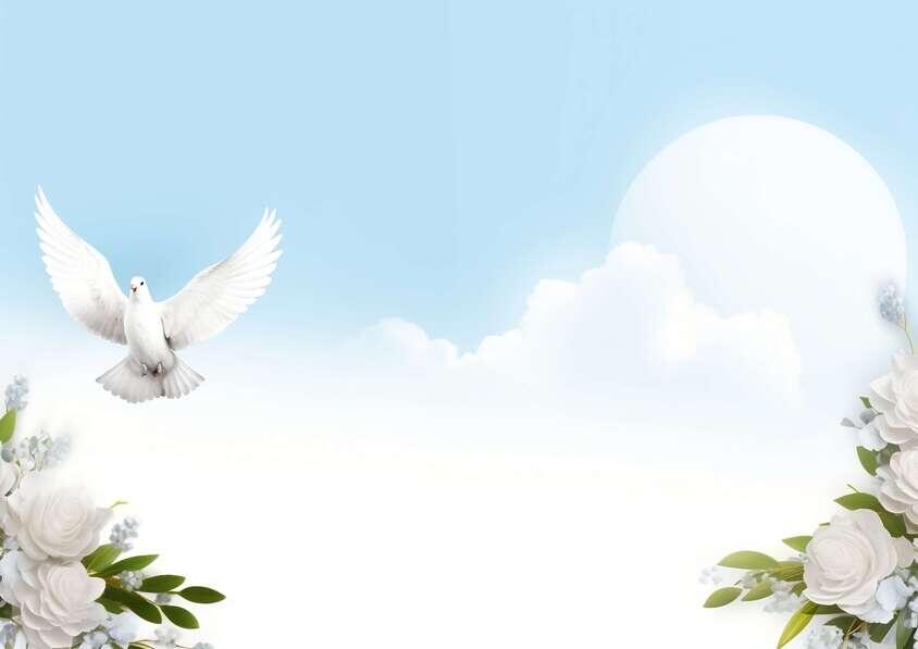 Download White Dove Flying with Roses and Flowers in Blue Sky ...