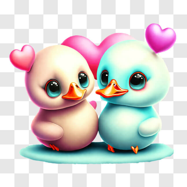 Download Cartoon Ducks Holding a Heart-Shaped Object PNGs Online ...