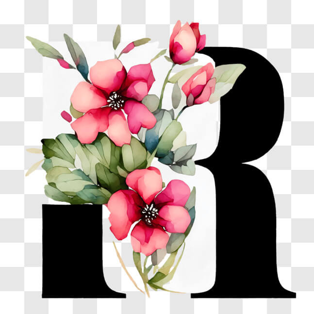 Download Floral Decoration for Letter R PNG Online - Creative Fabrica