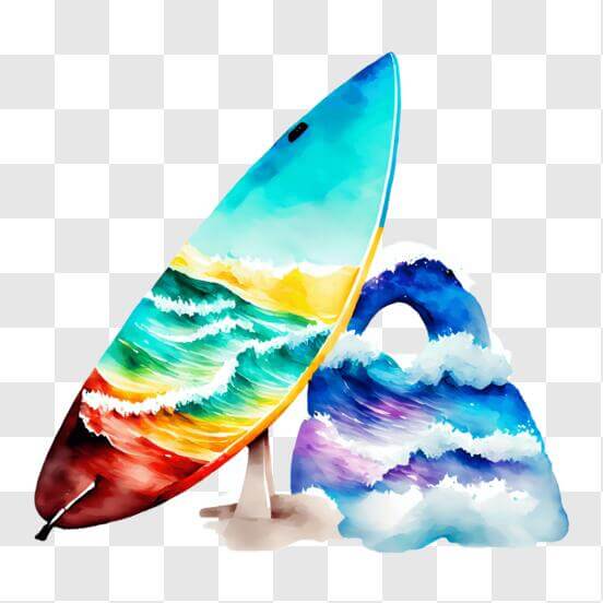 Download Colorful Surfboards with Palm Trees PNG Online - Creative Fabrica
