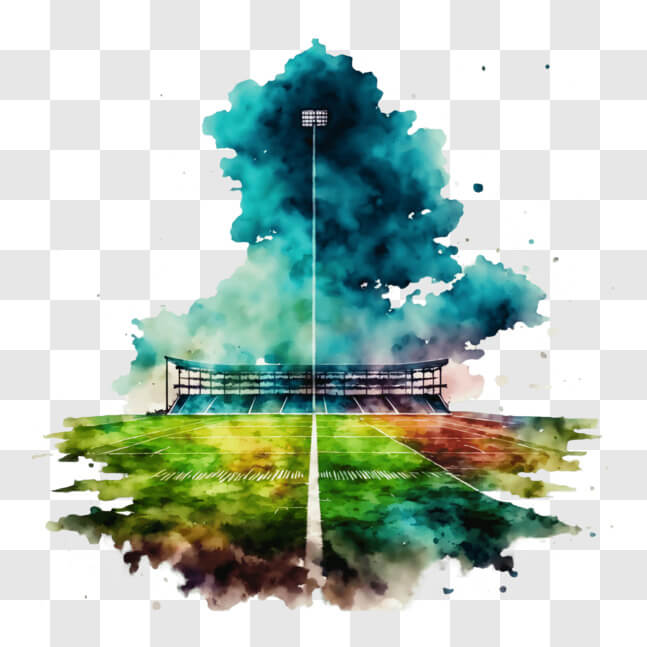 Download Empty Football Field Watercolor Painting with Goal Post and ...