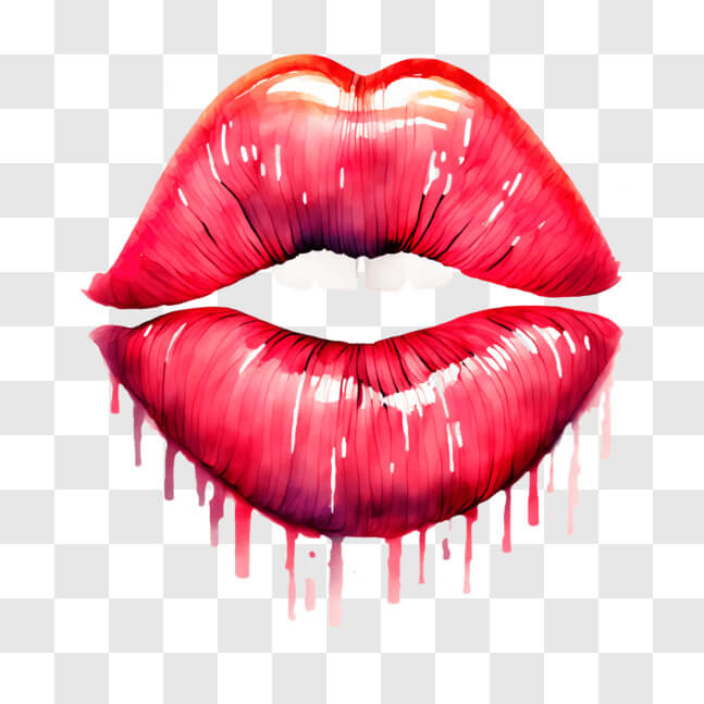 Download Red Lipstick Dripping on Lips Illustration PNGs Online ...