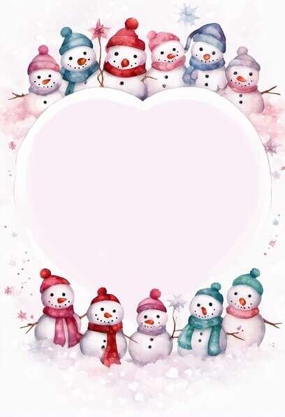 Download Heart-shaped Snowmen Frame for Holiday Decorations Backgrounds ...