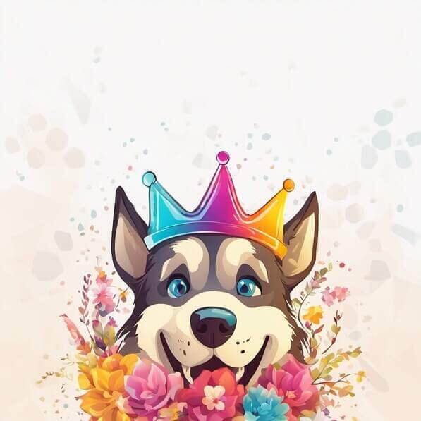 Download Elegant Dog with Crown and Flowers Backgrounds Online ...