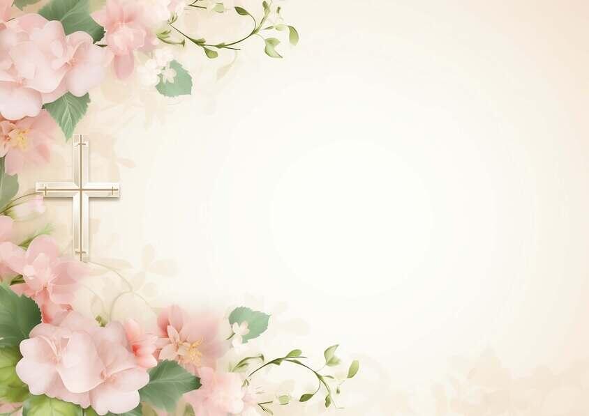 Download Pink Floral Background with Cross and Green Leaves Backgrounds ...