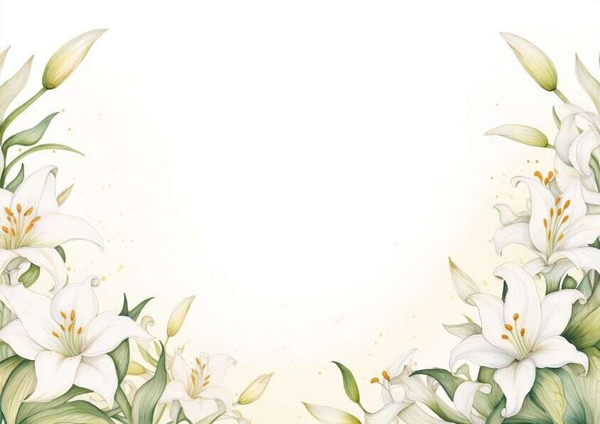 Download White Lilies and Green Leaves Frame for Greeting Cards and ...