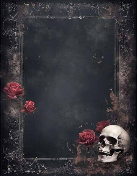Baixe Moldura de Caveira Preta com Rosas Vermelhas e Elementos Decorativos Backgrounds ...