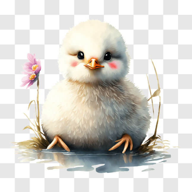 Download Small White Chicken Sitting in Puddle of Water PNGs Online ...