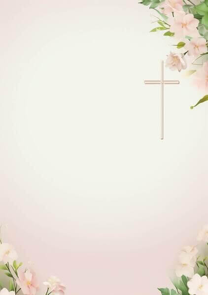 Download Religious Easter Invitation with Pink Flowers and Cross ...
