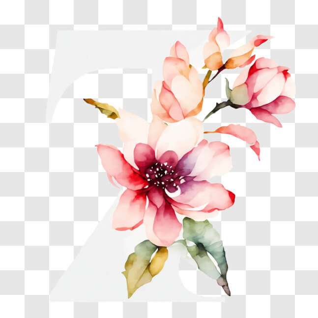 Baixe Letra Floral Z com Flores Rosa e Brancas em Fundo Preto PNGs ...