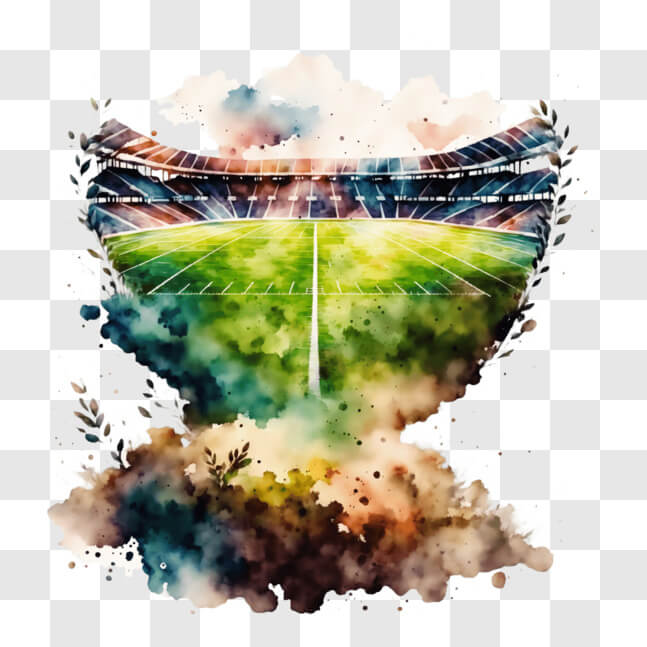 Download Abstract Football Stadium Painting with Watercolor Splashes ...