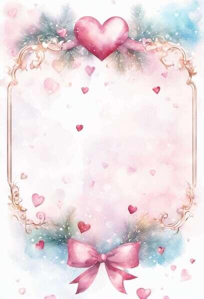 Download Watercolor Frame with Hearts, Bows, and Snowflakes Backgrounds ...