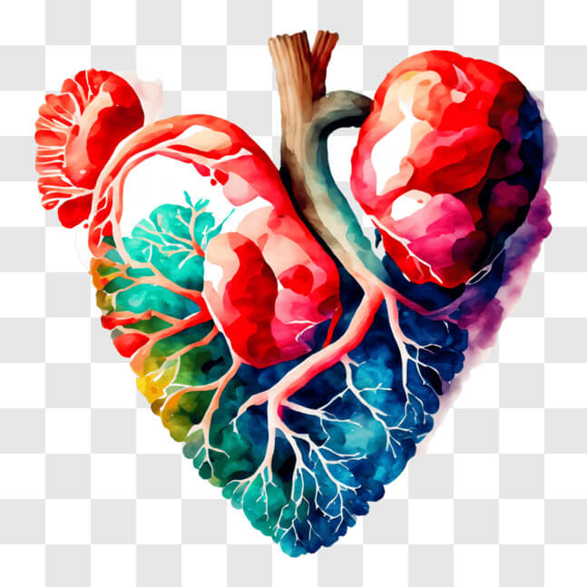 Download Heart-shaped Human Kidney Illustration with Colorful Organs ...