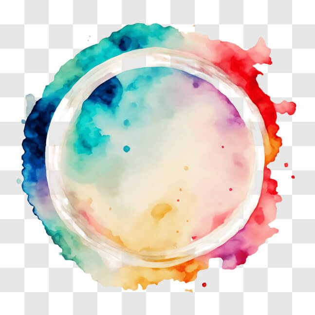 Download Colorful Watercolor Splatter Circle on Black Background PNGs ...