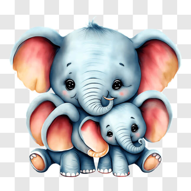 Download Two Elephants, Baby Elephant and Adult Elephant PNGs Online ...