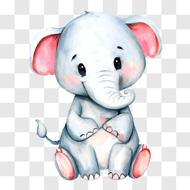 Download Cute and Playful Gray Elephant Sitting PNGs Online - Creative ...