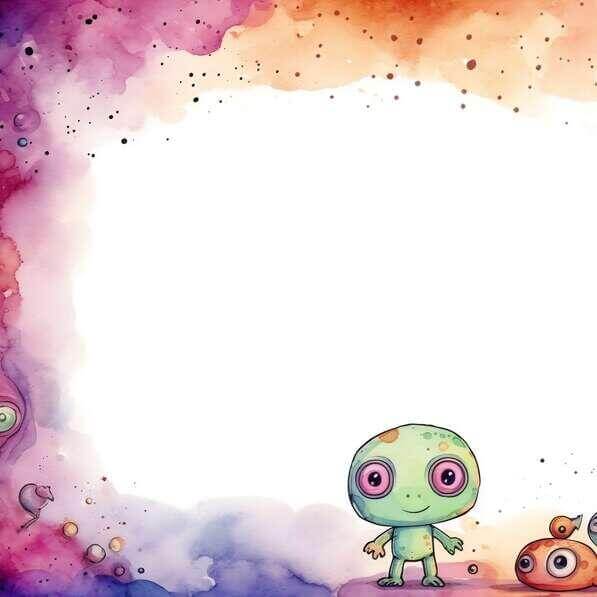 Download Colorful Frame with Cartoon Aliens Backgrounds Online ...