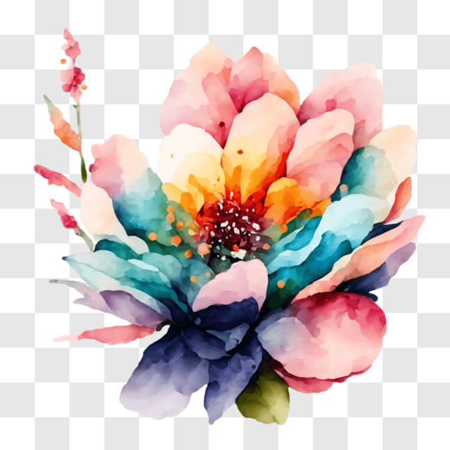 Download Colorful Watercolor Flower Artwork PNGs Online - Creative Fabrica