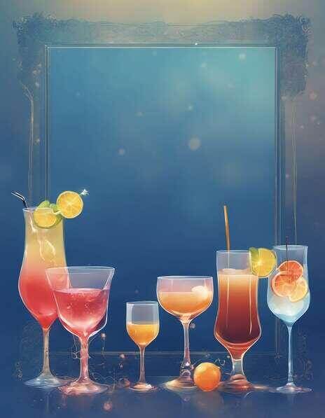Download Frame with Glasses of Beverages and Orange Slice Backgrounds ...