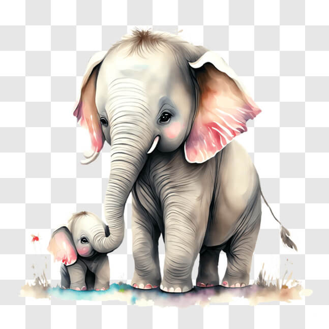 Download Two Elephants Standing Together in the Grass PNGs Online ...