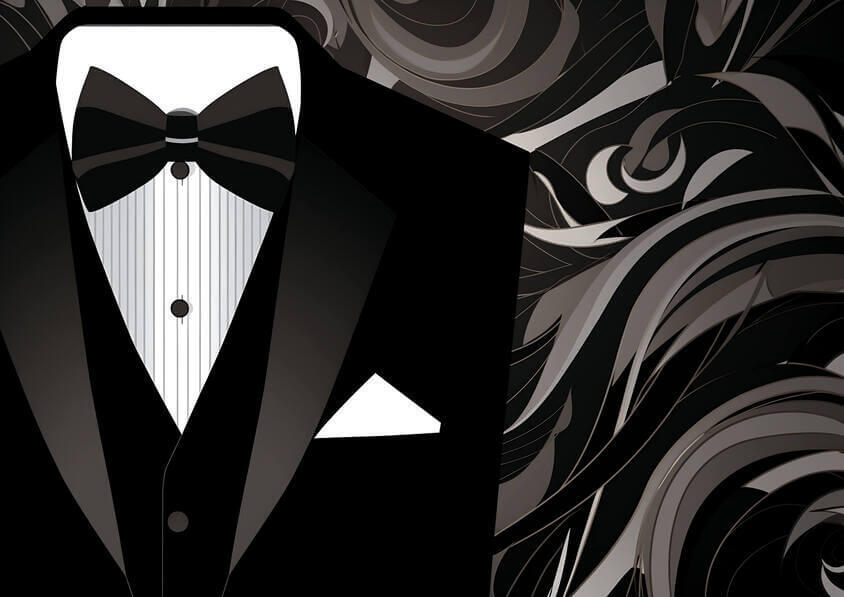 Download Black Tuxedo Suit with Abstract Swirling Patterns Background ...