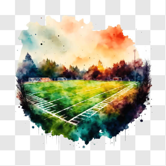 Download Watercolor football stadium painting with splashes of paint on ...