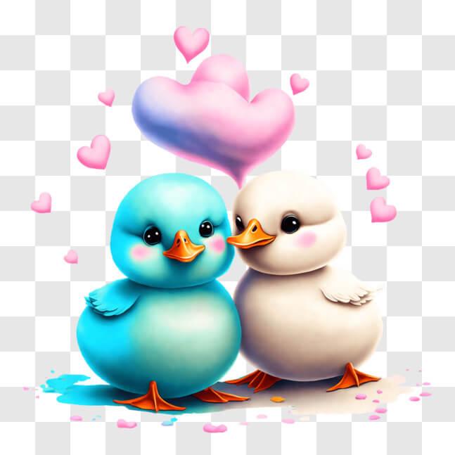 Download Two Ducks Standing Together in Front of a Heart-Shaped ...