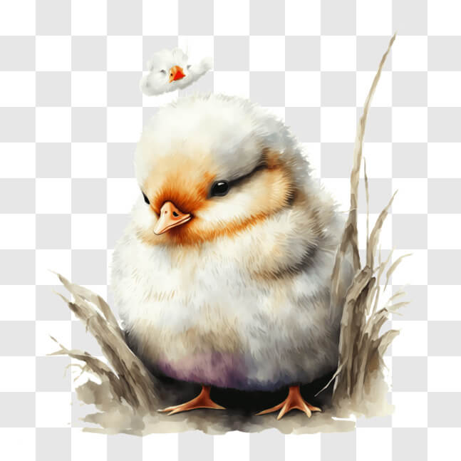 Download Small white chick on grass with flowers PNGs Online - Creative ...