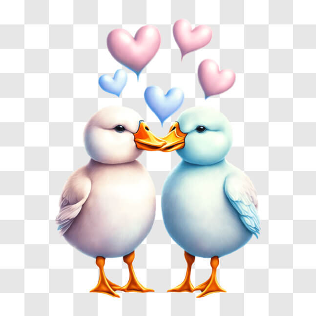 Download Romantic Ducks Holding Hearts PNGs Online - Creative Fabrica