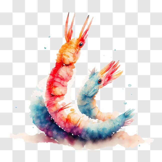 Download Vibrant Watercolor Worm Artwork PNG Online - Creative Fabrica