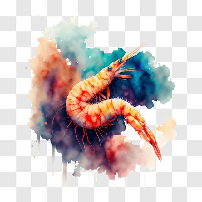 Download Vibrant Watercolor Painting of an Orange Shrimp PNG Online ...