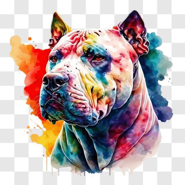 Download Colorful Pit Bull Dog Painting PNG Online - Creative Fabrica
