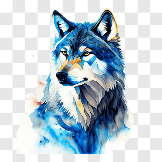 Descarga Cabeza de lobo azul y blanco con salpicaduras de acuarela PNGs ...
