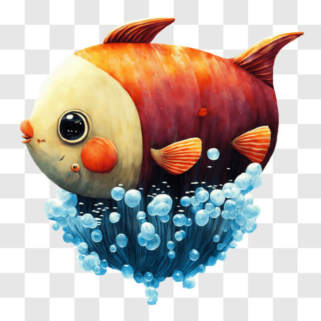 Download Cartoon Fish Swimming in Water with Bubbles PNGs Online ...