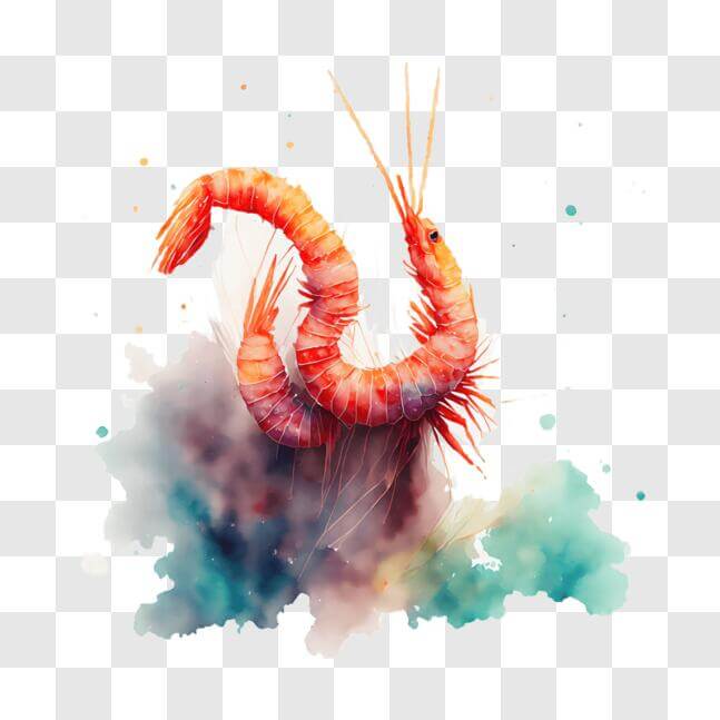 Download Colorful Shrimp in Watercolor Artwork PNG Online - Creative ...