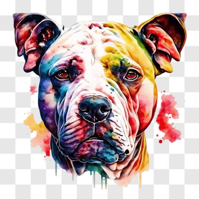Download Colorful Pit Bull Dog Painting PNG Online - Creative Fabrica