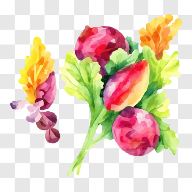 Download Watercolor Painting of Two Beets in Vibrant Colors PNGs Online ...