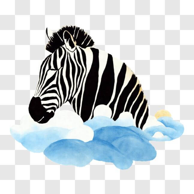 Download Zebra Relaxing on Clouds Painting PNG Online - Creative Fabrica